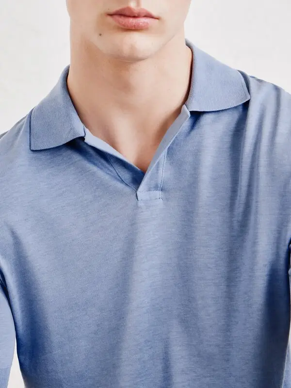 Altea Pierre Lyocell And Cotton-blend Polo Shirt - Blue