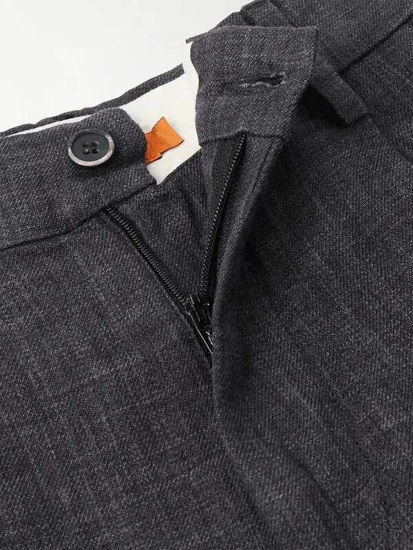 Barena Venezia Scandola Simodo Straight-leg Pleated Linen-blend Gabardine Shorts - Gray