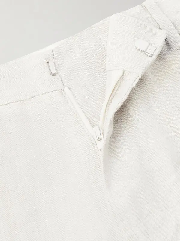 Barena Venezia Delfo Lisca Straight-leg Herringbone Suit Trousers - Neutrals