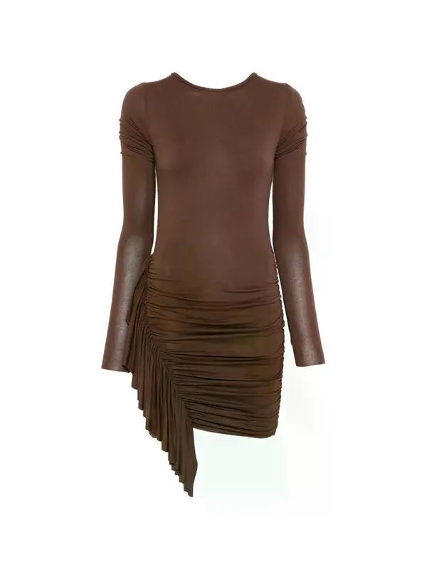 PNK Ruffled Mini Dress - Brown