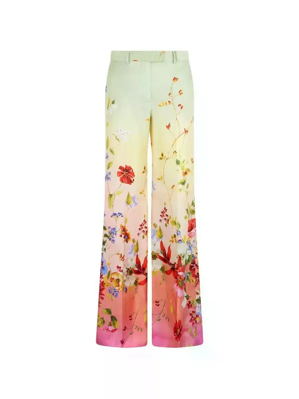 Roberto Cavalli Floral Print Wide Leg Trousers - Green