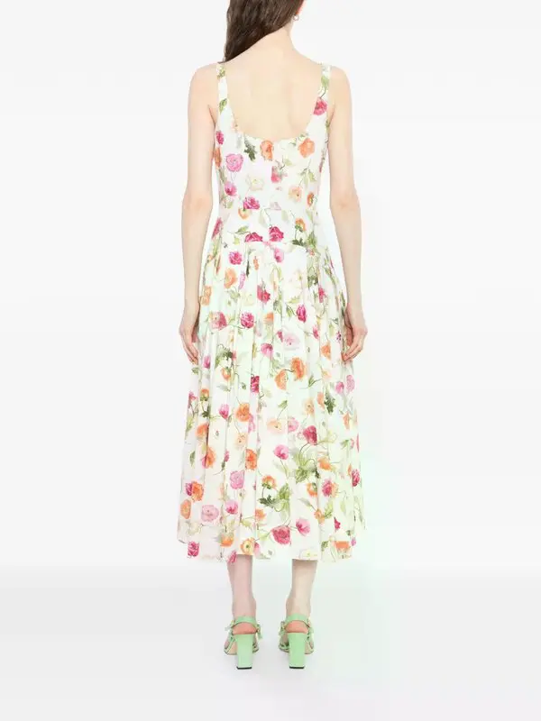 Carolina Herrera Poppy-print Midi Dress - Neutrals