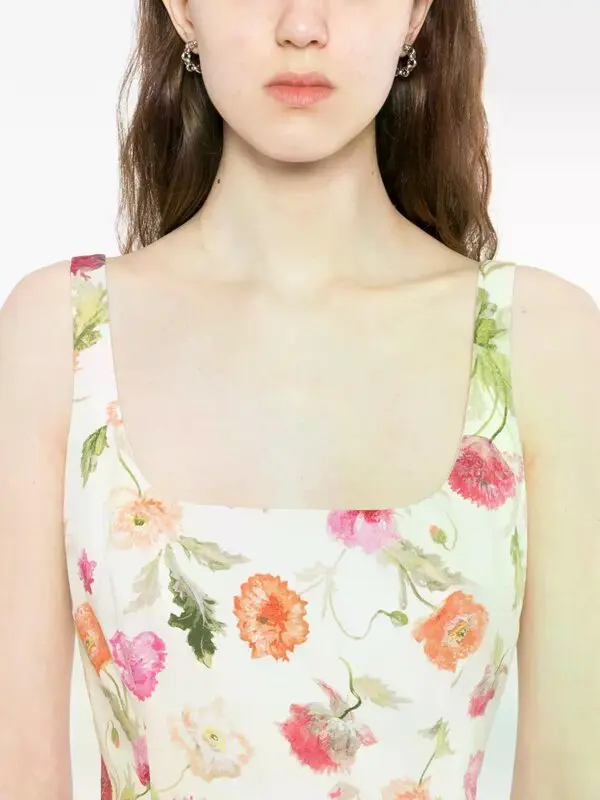 Carolina Herrera Poppy-print Midi Dress - Neutrals