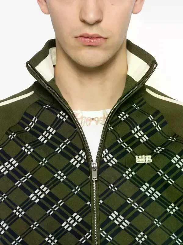 WALES BONNER Full-zip Argyle Sweatshirt