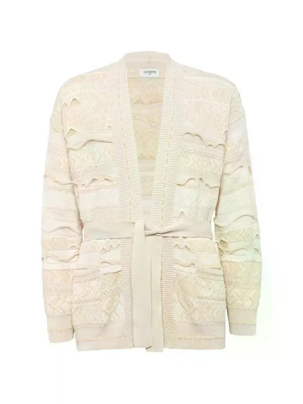 LANEUS Patterned Belted Cardigan