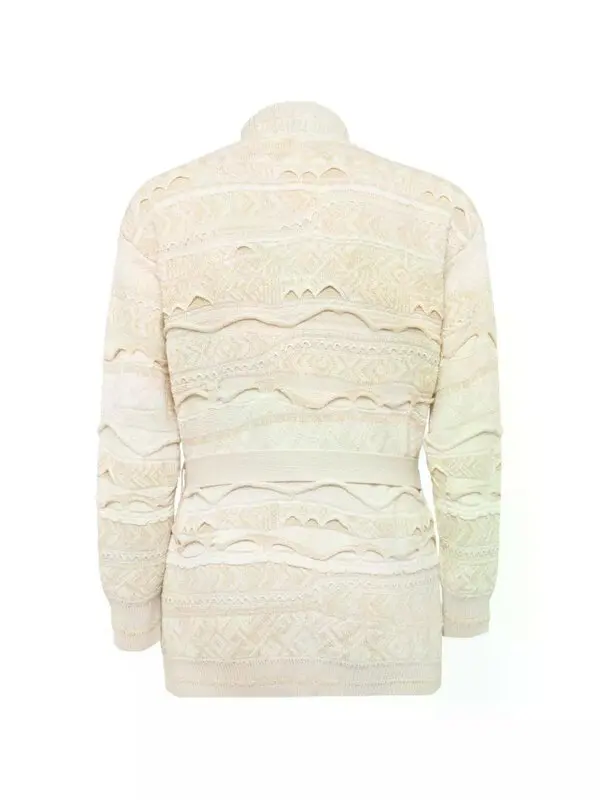 LANEUS Patterned Belted Cardigan