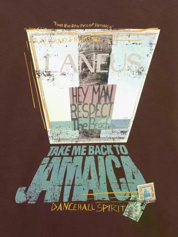 LANEUS Graphic-print T-shirt - Brown