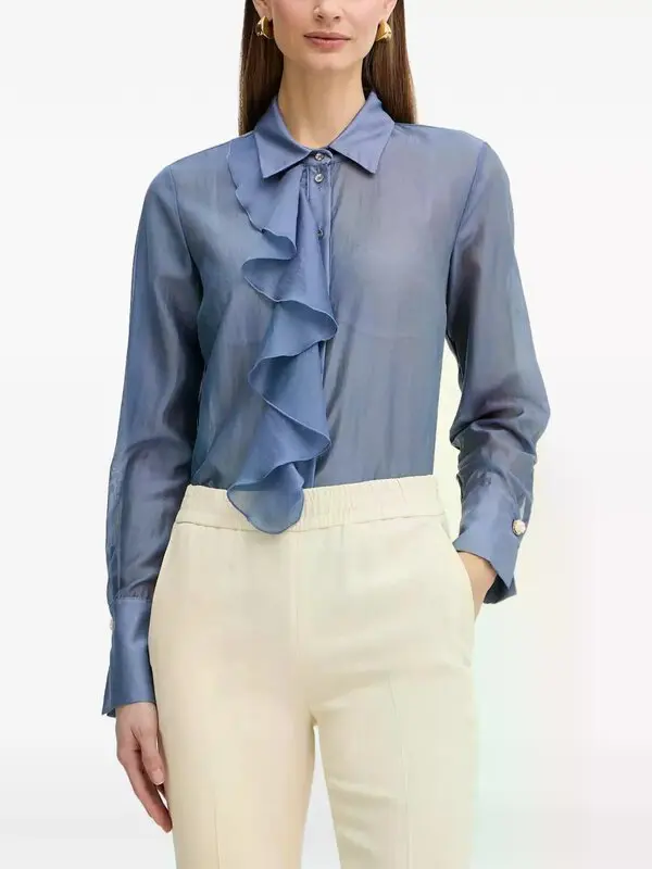 FRACOMINA Ruffled Buttoned Shirt - Blue