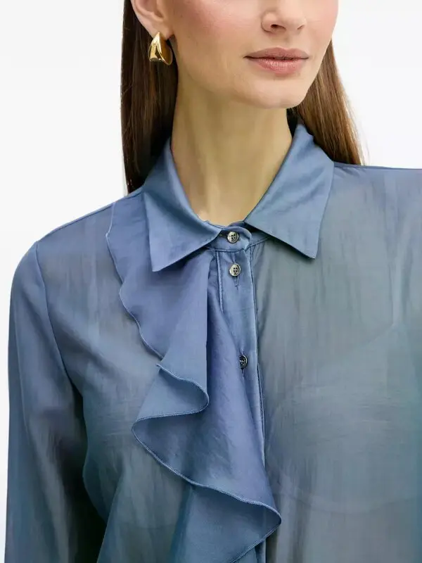 FRACOMINA Ruffled Buttoned Shirt - Blue