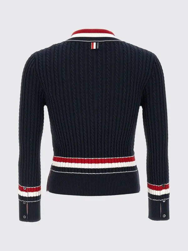Thom Browne Cotton V-neck Jumper - Navy