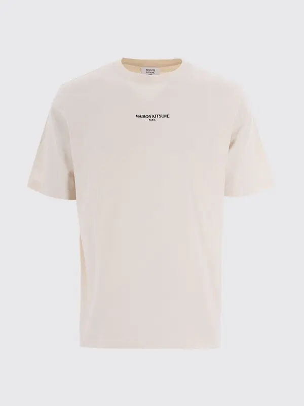Maison Kitsuné Cotton T-shirt With Mini Logo - Beige