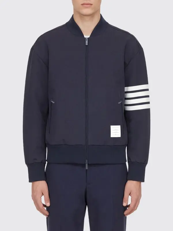 Thom Browne 4-bar Viscose Blend Bomber Jacket - Navy