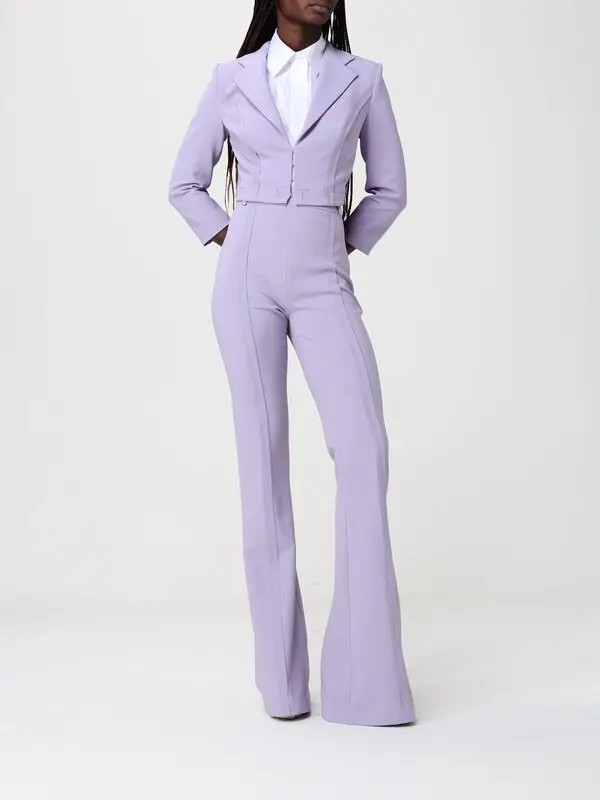 Elisabetta Franchi Flared High-waisted Trousers - Lilac