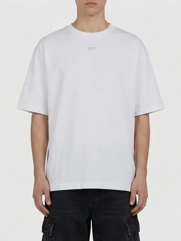 Off-White Cotton T-shirt With Mini Logo - Grey