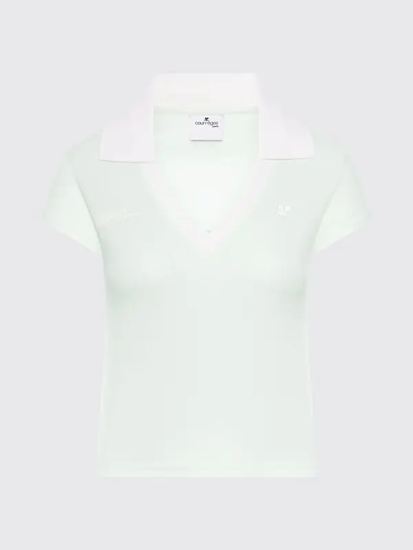 COURREGES Cropped Polo Shirt - Gnawed Blue