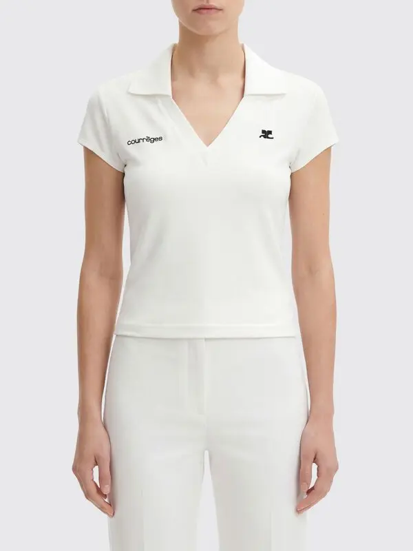 COURREGES Cropped Polo Shirt - White