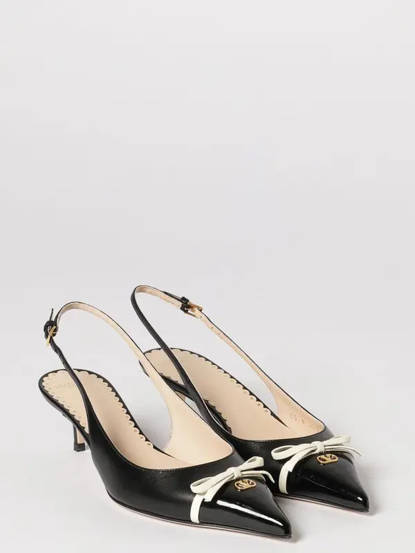 Valentino Garavani Leather Slingback Shoes With Bow Detailing