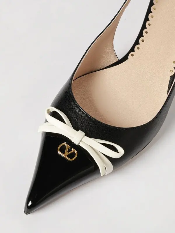 Valentino Garavani Leather Slingback Shoes With Bow Detailing