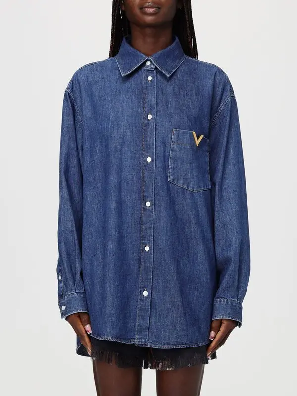 Valentino Garavani Relaxed Fit Cotton Shirt - Blue