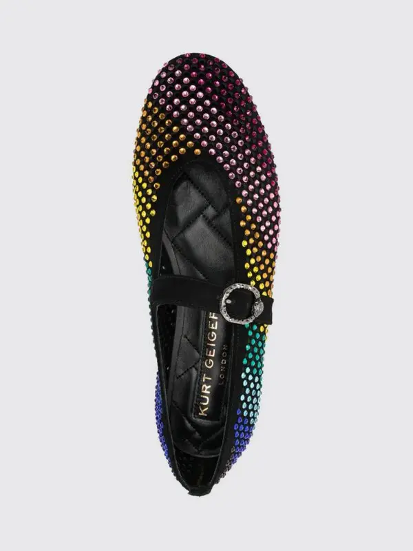 Kurt Geiger Mayfair Canvas Ballerina With Multi Rhinestones