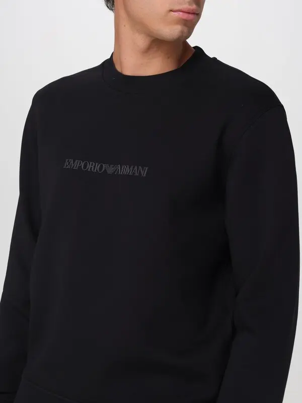 Emporio Armani Crew Neck Sweatshirt With Logo - Black 1