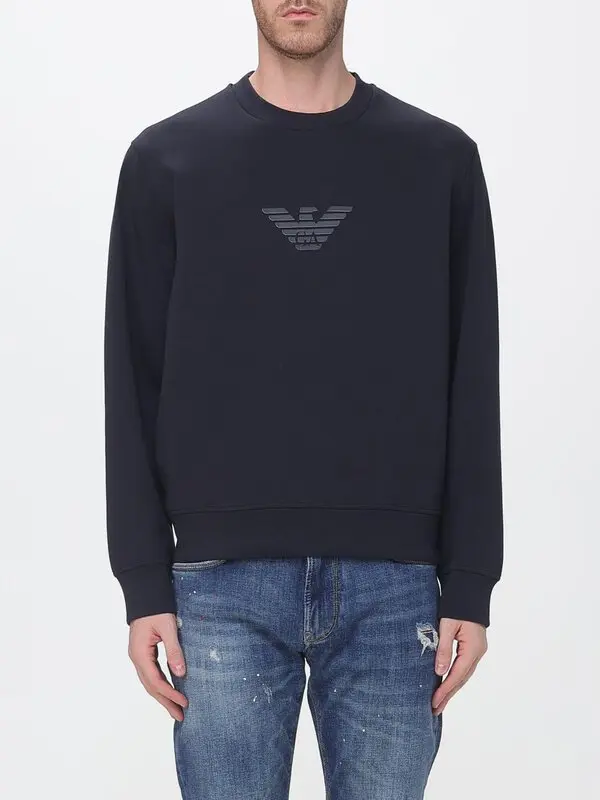 Emporio Armani Crew Neck Sweatshirt With Logo - Blue