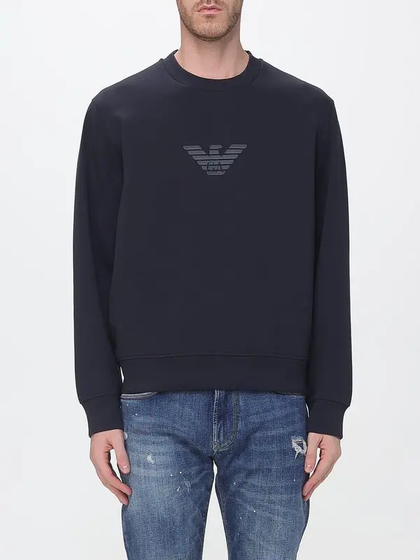 Emporio Armani Crew Neck Sweatshirt With Logo - Blue