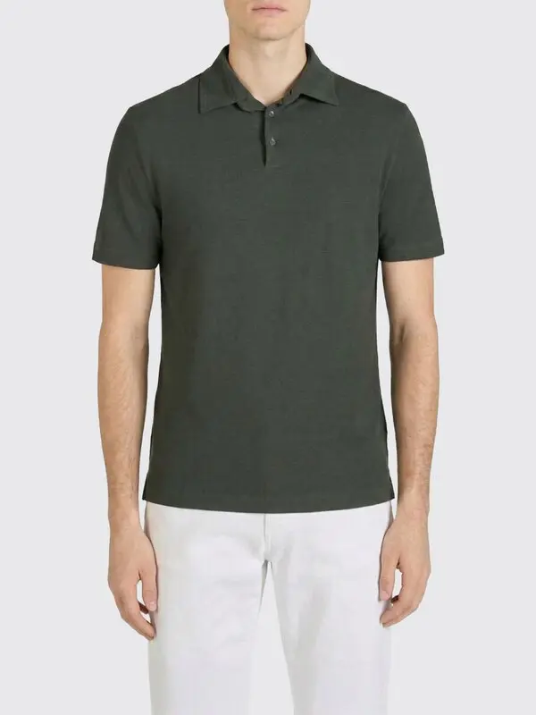 ZANONE Basic Cotton Polo Shirt - Green