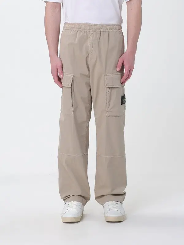 Stone Island Cotton Twill Cargo Trousers - Sand