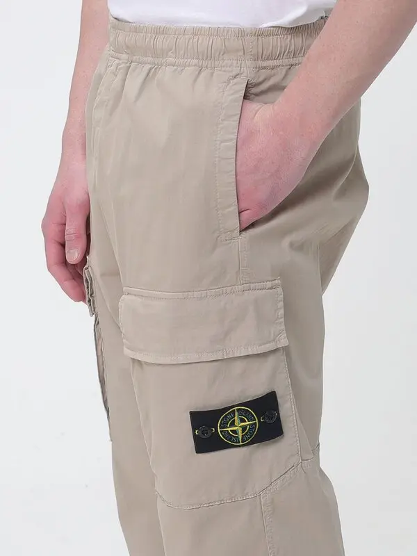 Stone Island Cotton Twill Cargo Trousers - Sand