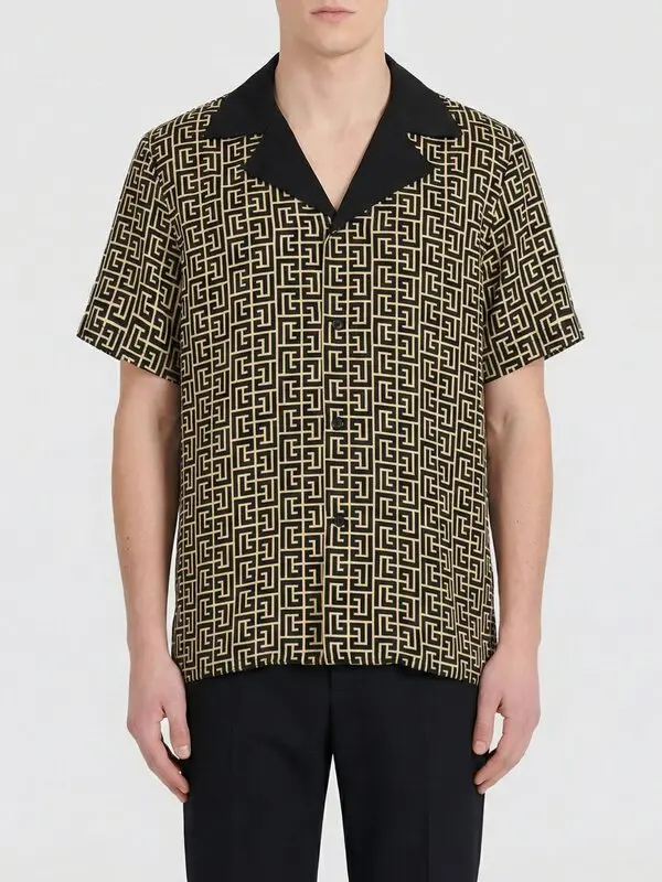 Balmain Viscose Shirt With Monogram Motif - Ivory