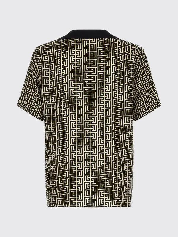 Balmain Viscose Shirt With Monogram Motif - Ivory