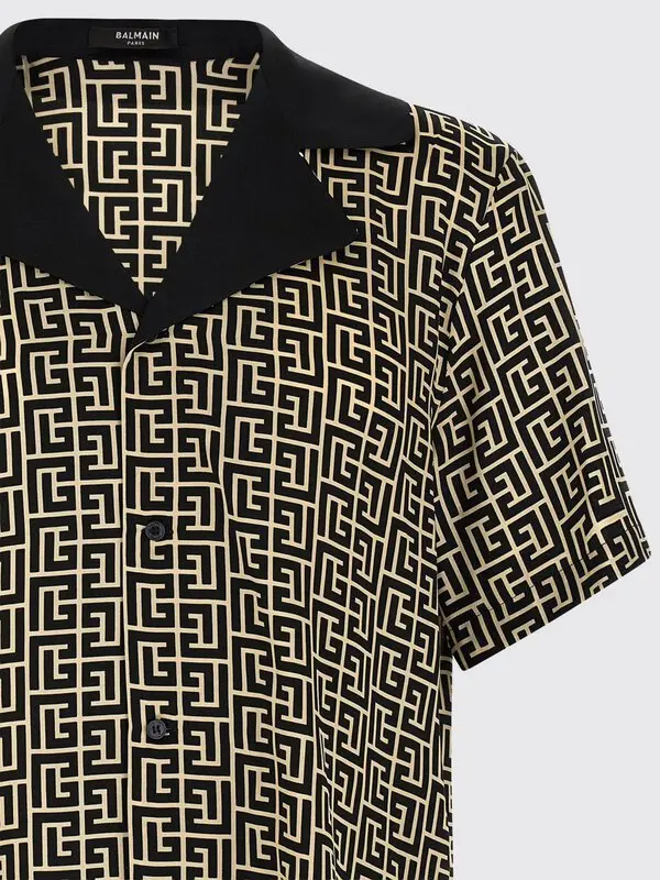 Balmain Viscose Shirt With Monogram Motif - Ivory