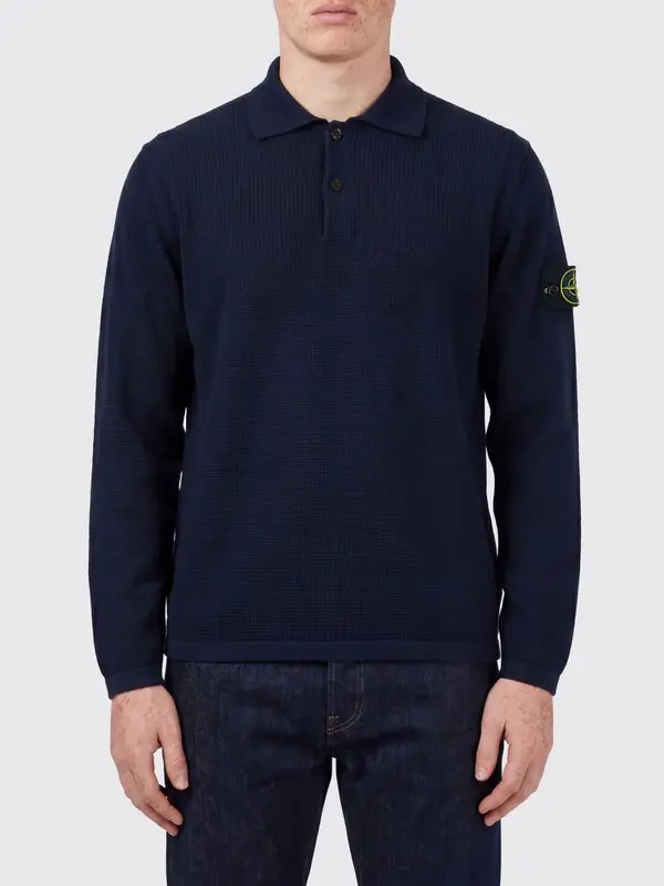 Stone Island Fine Knit Cotton Polo Shirt - Blue