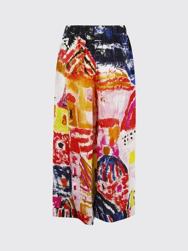 DANIELA GREGIS Silk Palazzo Trousers With Graphic Print - Pink