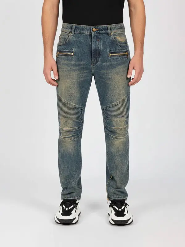 Balmain Cotton Denim Skinny Fit Jeans - Blue