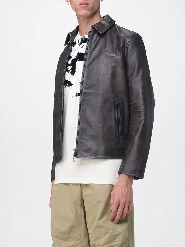DIESEL® Cow Leather Jacket - Black