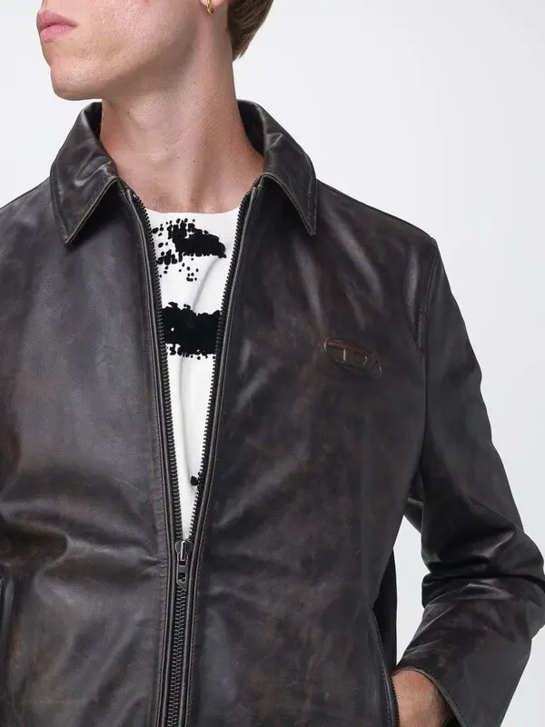 DIESEL® Cow Leather Jacket - Black