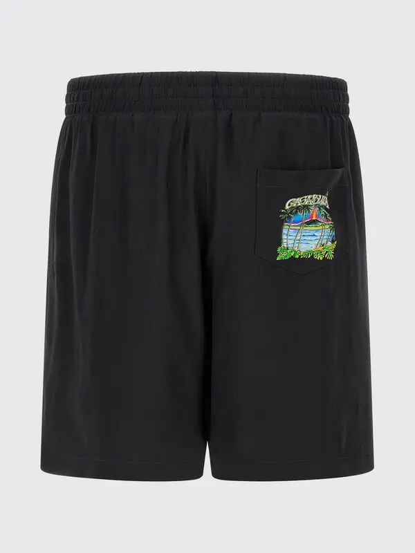 Casablanca Pure Silk Tropical Print Shorts - Black