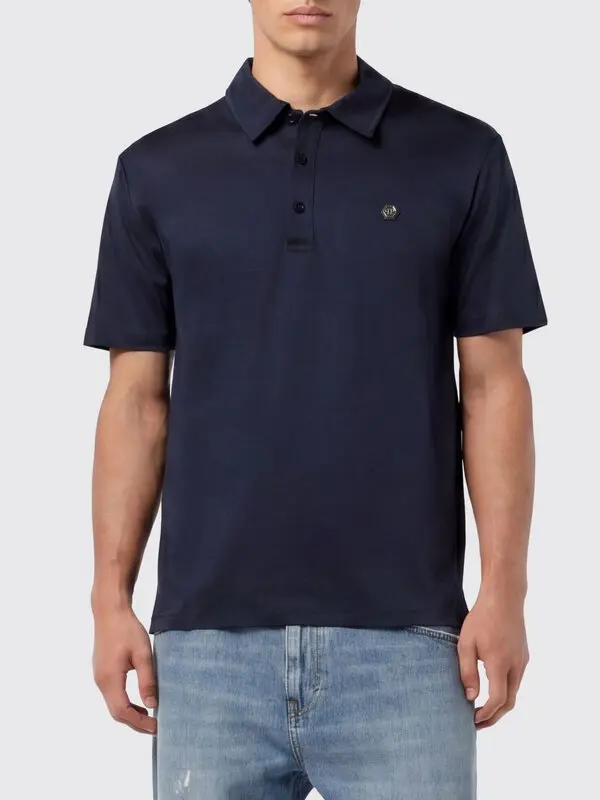 Philipp Plein Cotton Polo Shirt With Monogram - Navy
