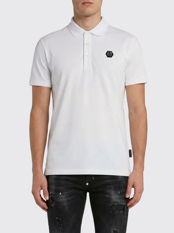 Philipp Plein Cotton Polo Shirt With Monogram - White