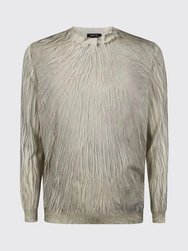 Avant Toi Cashmere And Silk Crewneck Sweater With Crushed Effect - Brown