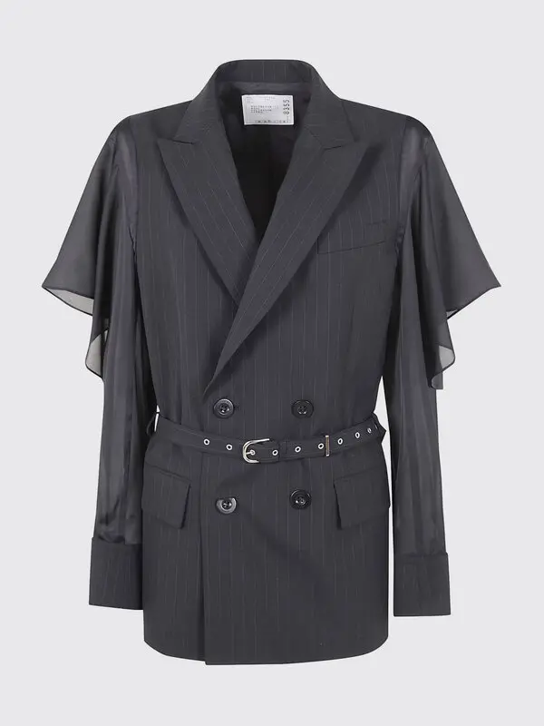 Sacai Pinstriped Wool Blend Blazer