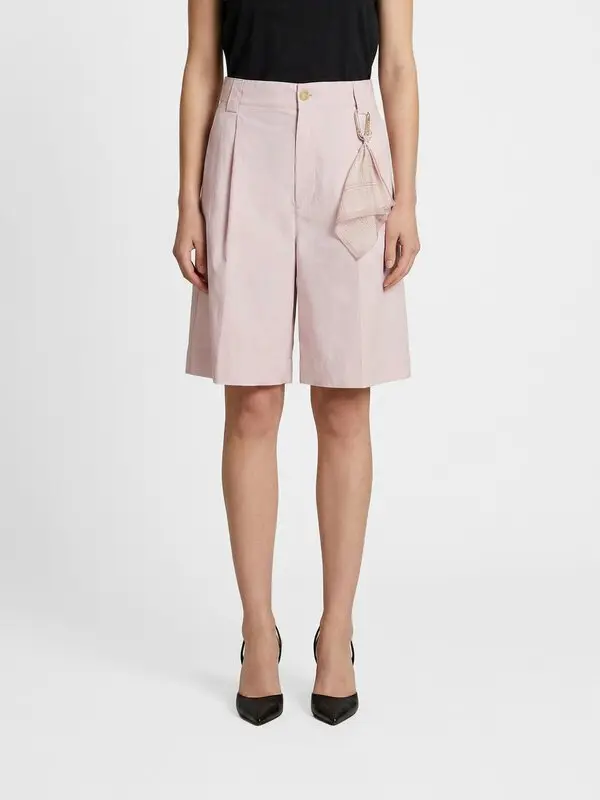 DARKPARK Cotton Blend High-waisted Shorts With Charm Detail