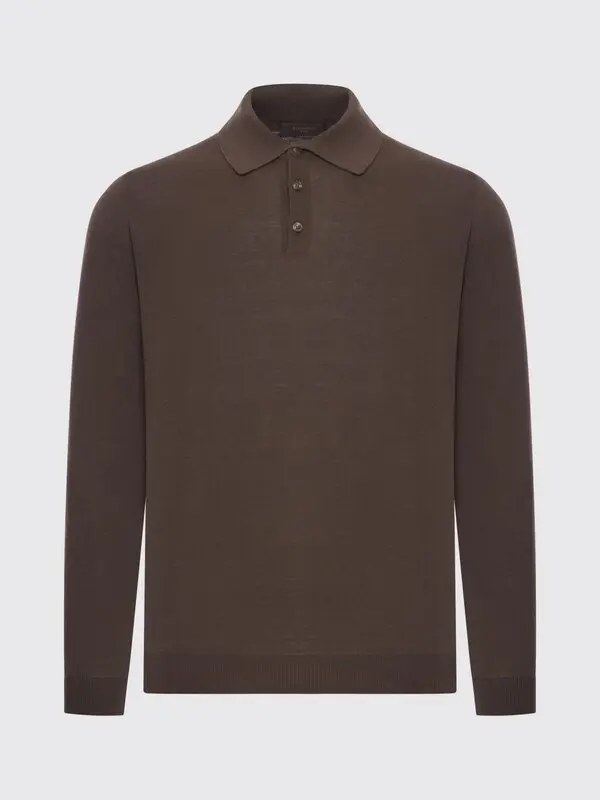 ZANONE Cotton And Silk Knit Polo Shirt - Brown