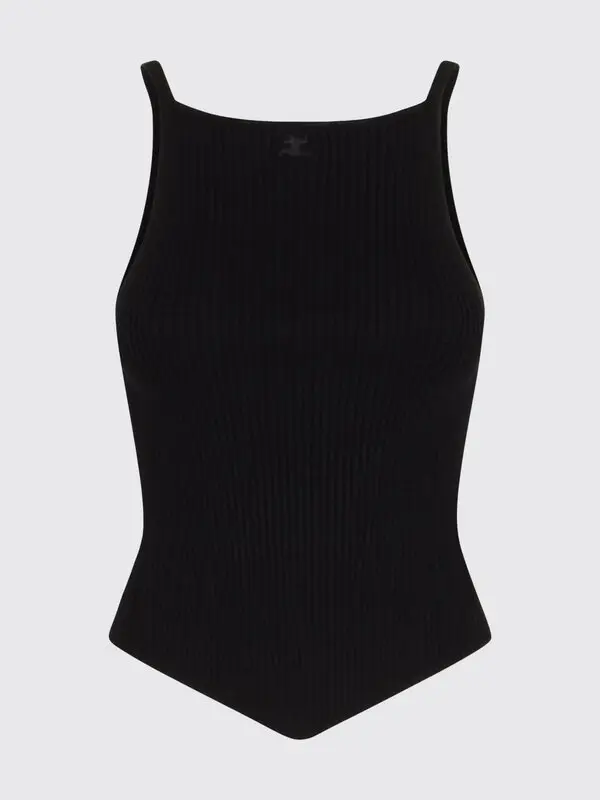 COURREGES Ribbed Tank Top - Black