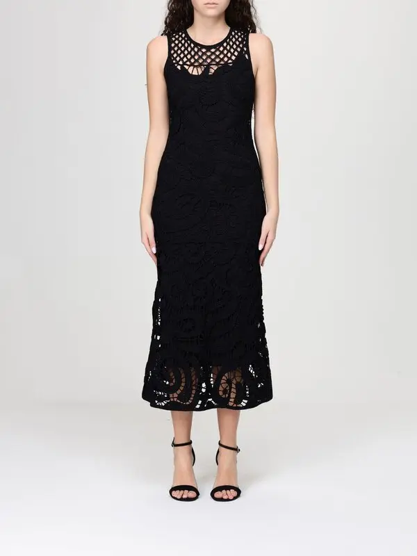 Pinko Crochet Midi Dress - Black