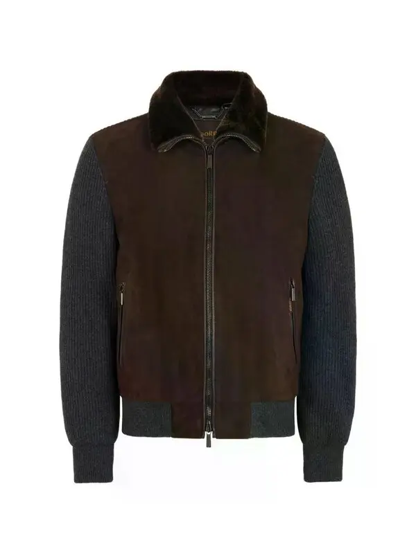 MOORER Fur-collar Bomber Jacket