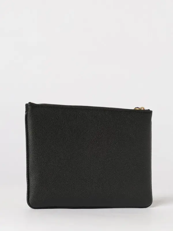 Valentino Garavani Leather Clutch With Gold Tone Vlogo