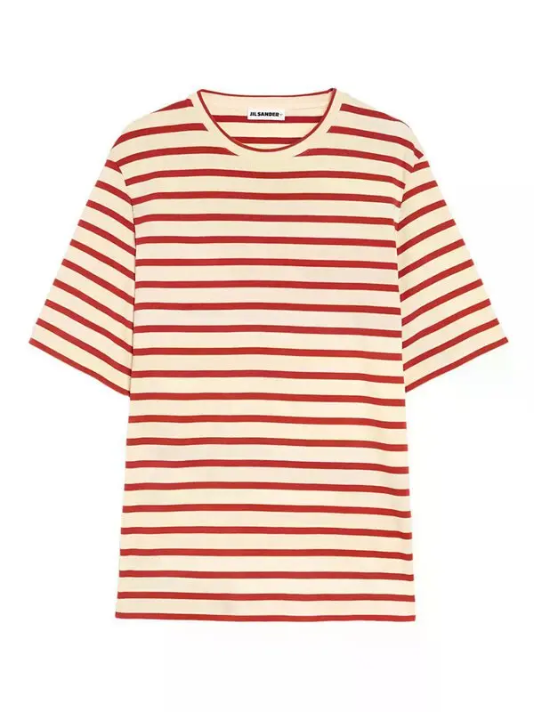JIL SANDER Striped-pattern Logo-patch T-shirt